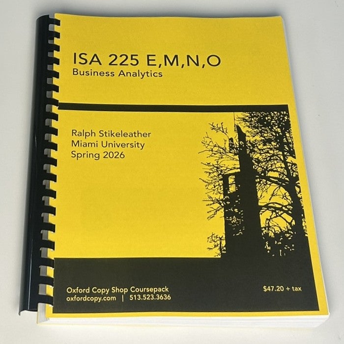 ISA 225 E,M,N, O: Business Analytics | The Oxford Copy Shop
