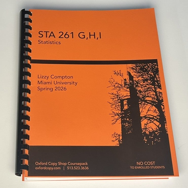 STA 261 G,H,I: READ DESCRIPTION BEFORE ORDERING! | The Oxford Copy Shop